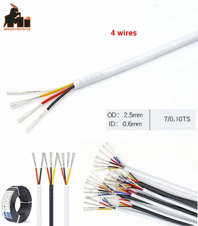 1meter Small multi-core wire 4 core signal copper wire 30AWG PVC ...