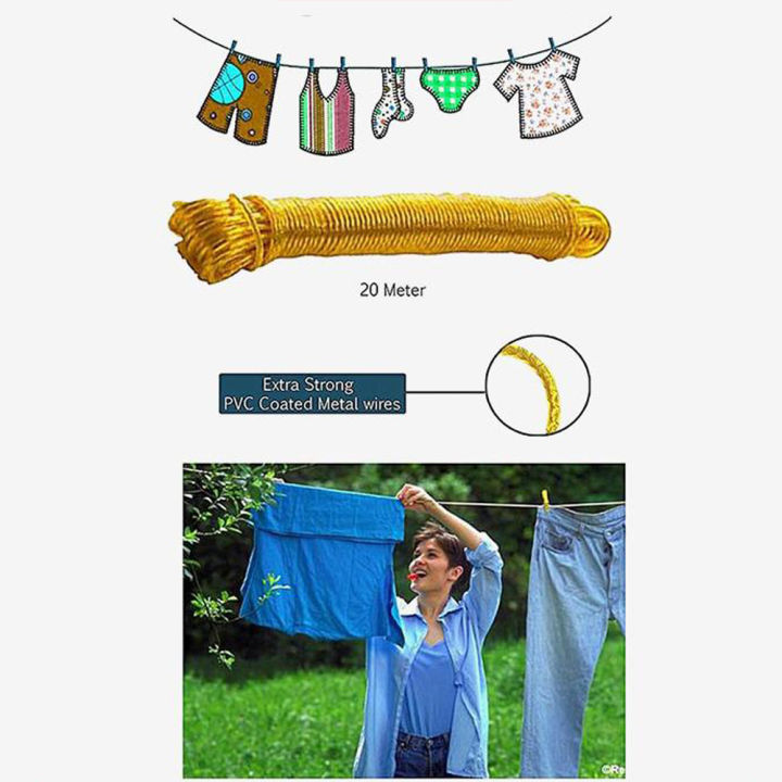 Cloth Laundry Rope PVC Coated Metal 20 meters | Daraz.pk