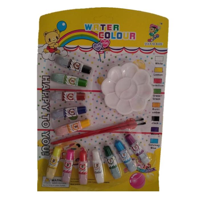 Acrylic Color Paint Set Of 12 Pieces with 2 Brush Water Color Painting ...