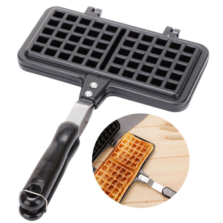 Rectangle Camping Waffle Maker Pan Non-Stick Belgian Waffle Maker Stove ...