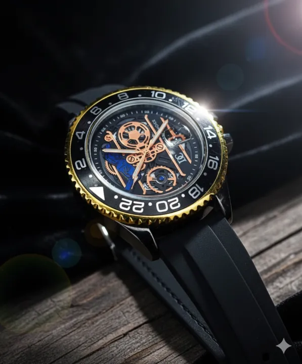 Men’s Luxury Analog Watch with Date Function & Master Lock Belt ...