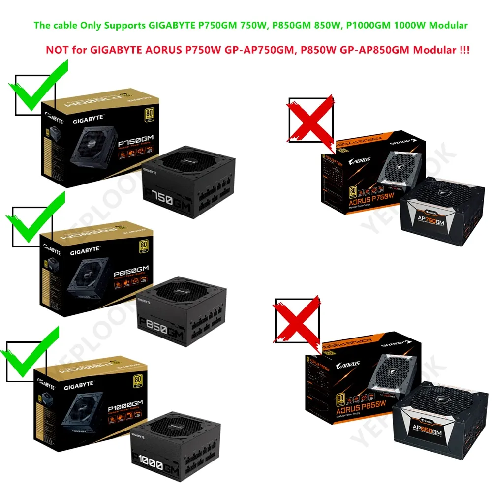 Original GIGABYTE Modular Cables for P750GM P850GM P1000GM PSU GPU PCIe ...