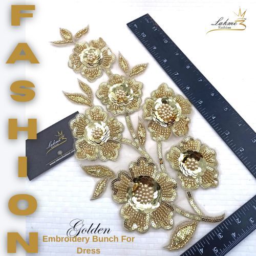 (Pack 1) Hand Make Bunch With Cutdana, Kora Dabka Mix Design Golden ...