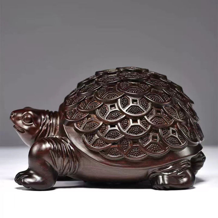 High Quality Money Tortoise Solid Wood Carving Office Decoration Decor ...