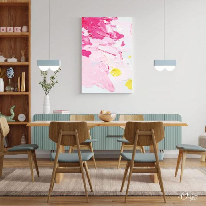 Pink Textured Paint Strokes (Single Panel) | Abstract Wall Art | Daraz.pk