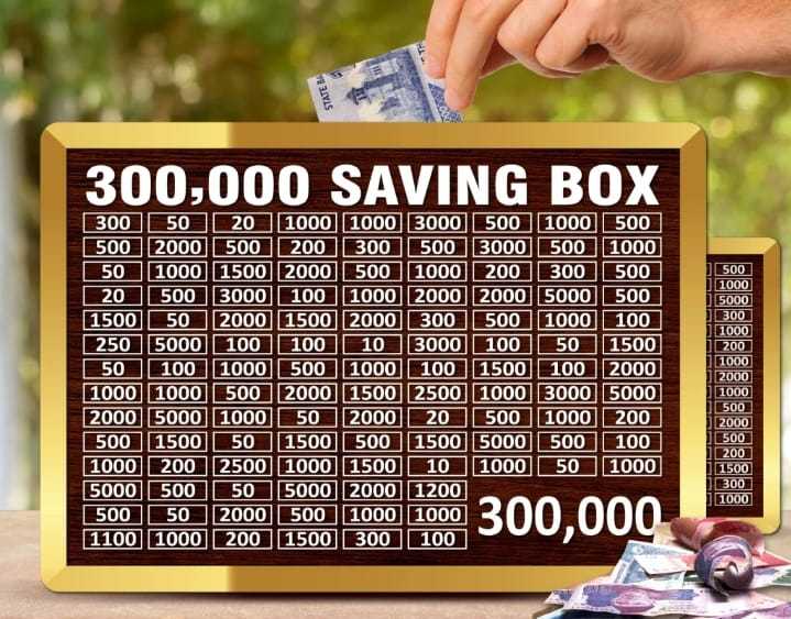 300,000 Wooden Saving Box with Money Challenge Chart – Cash Collection ...