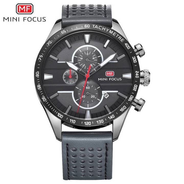 Mini Focus Black Dial Black Leather Strap Chronograph Watch for Men- MF0002G-4 | Daraz.pk