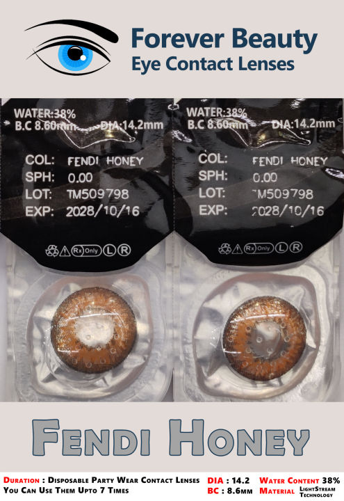 Fendi Honey Cosmetic Colored Contact Lenses Eye Contact Lenses Forever ...