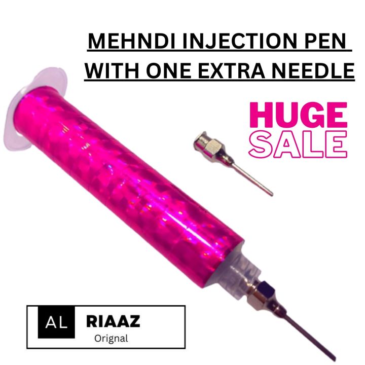 Mehndi Injection Pen with 1 Extra Needle, Henna Applicator Syrinje Pen ...
