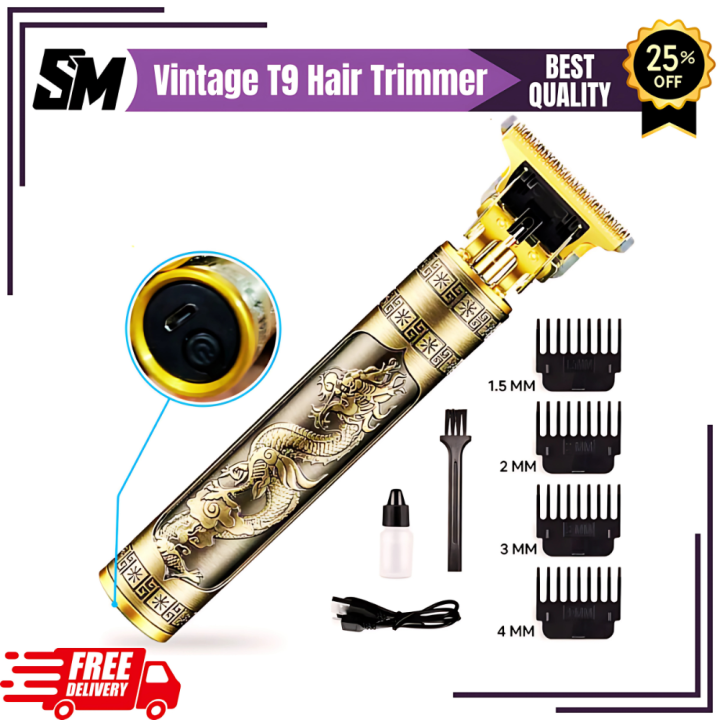 Vintage T9 Hair Trimmer For Men, in Golden Metal body , Type - C ...