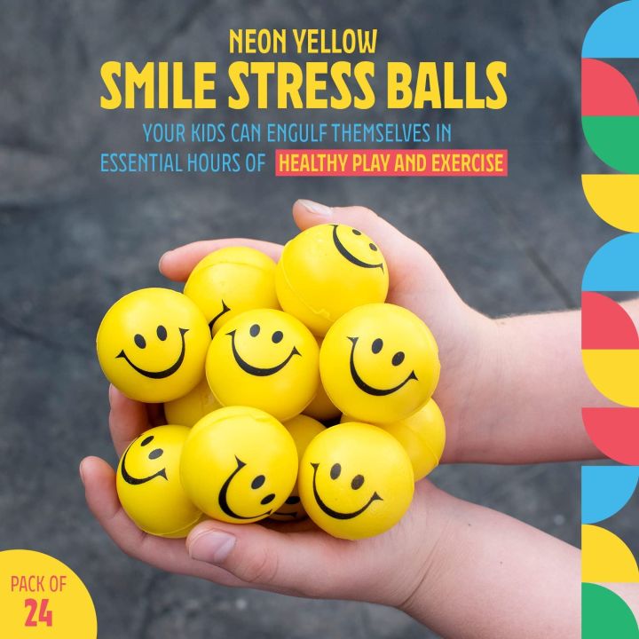 Stress Relief Ball, Smiley Squeezers for Relieving Hand Exercise (1 ...