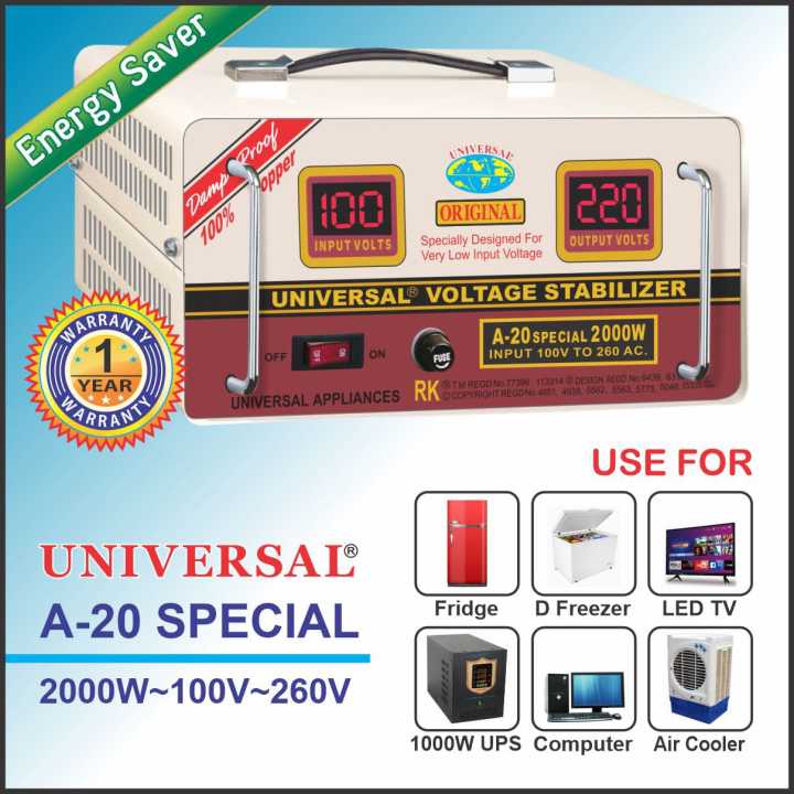 Universal Stabilizer RK A -20 SP(ENERGY SAVER) 2000 WATTS | Daraz.pk