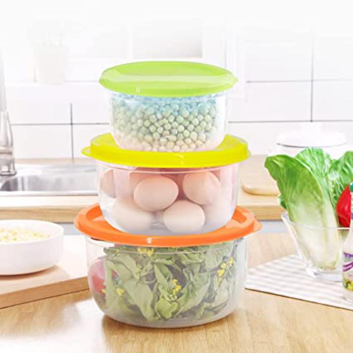7 PCS Round Food Storage Containers with Lids - Plastic Food Storage ...