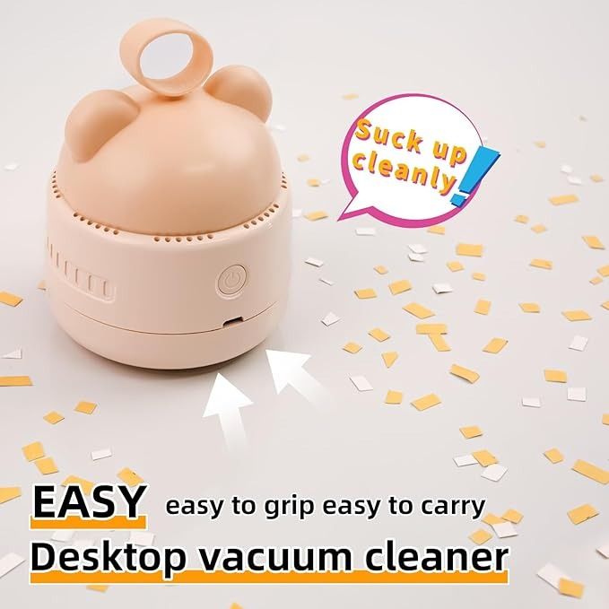 Mini Desktop Vacuum Cleaner with USB Charging – Portable 360° Swivel ...
