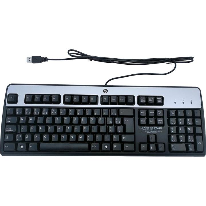 Genuine HP Hewlett-Packard Black/Silver USB Wired 104-Key Layout ...
