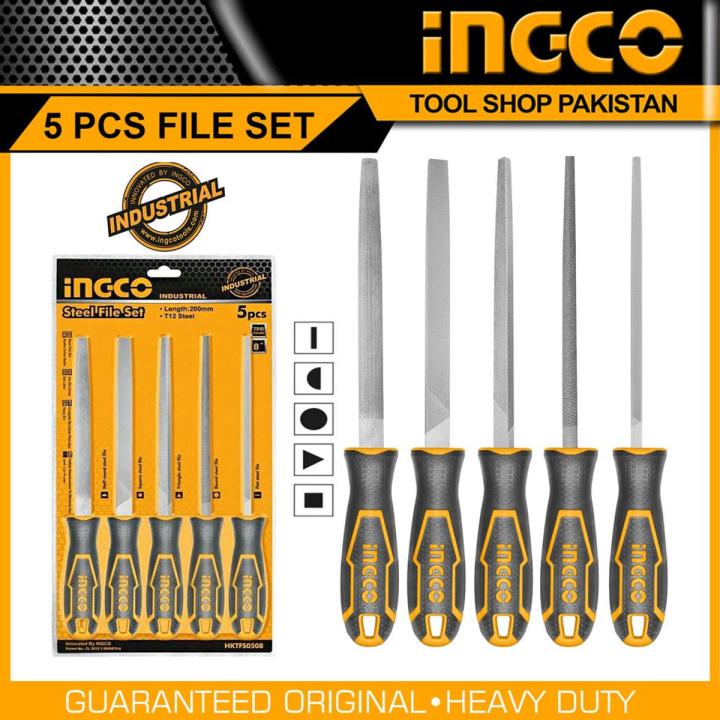 Ingco Original 5 Pcs Steel File Set- Industrial - ( A-T ) | Daraz.pk