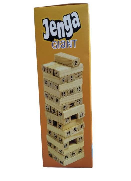 Jenga Giant – 48 PCS Wooden Stacking Tower Game with Number Stickers ...
