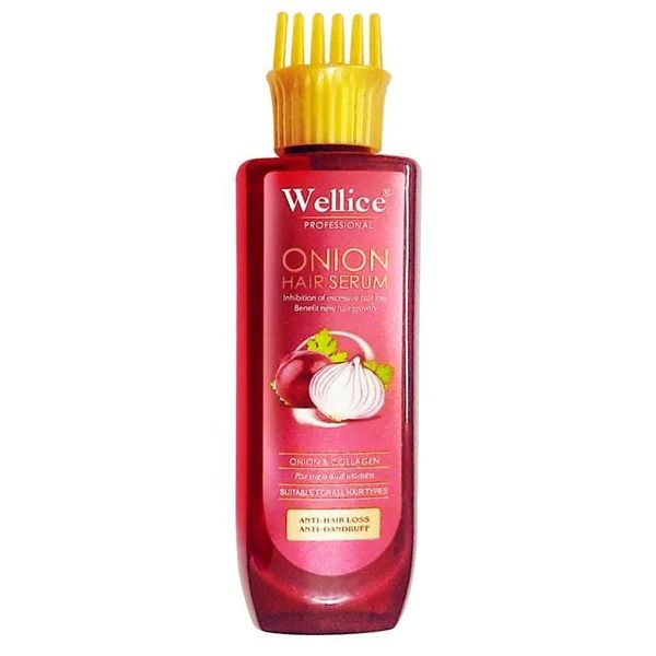 WELLICE Anti hair loss & Anti dandruff Onion & Collagen Hair Serum With Comb Head men & women ...