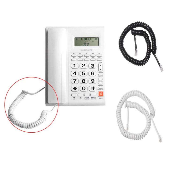 White Cable Copper Spiral Handset Line Telephone Cord Connector Wire ...