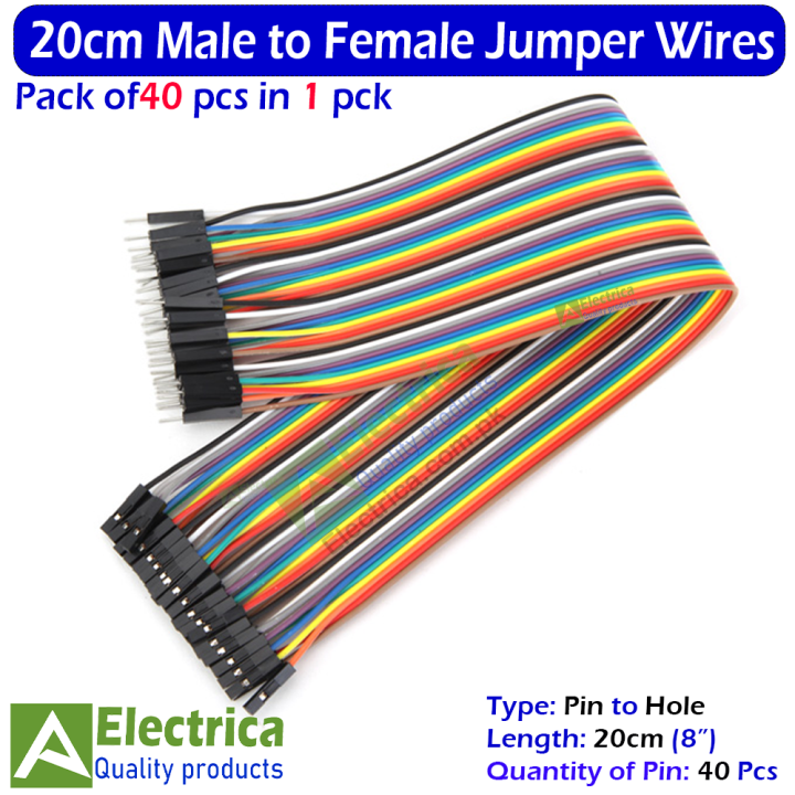 20cm 40pcs Male to Female dupont line 8" (20cm) Jumper Wires For Bread ...