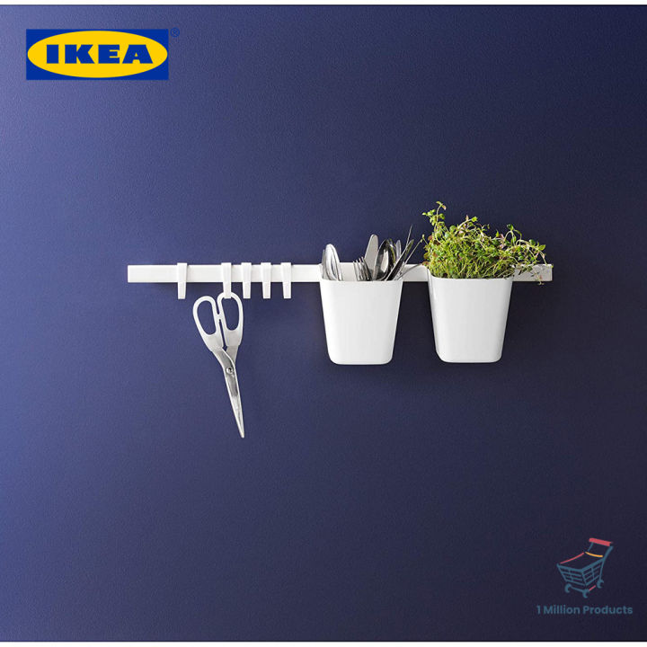 IKEA White Rail with 4 hooks and 2 containers | Daraz.pk