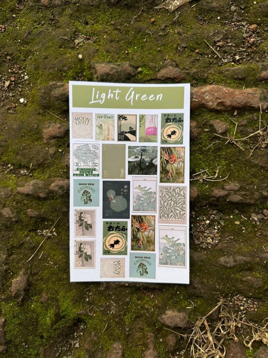 Light Green Aesthetic Journaling Sticker Sheet - Uncut Stickers ...