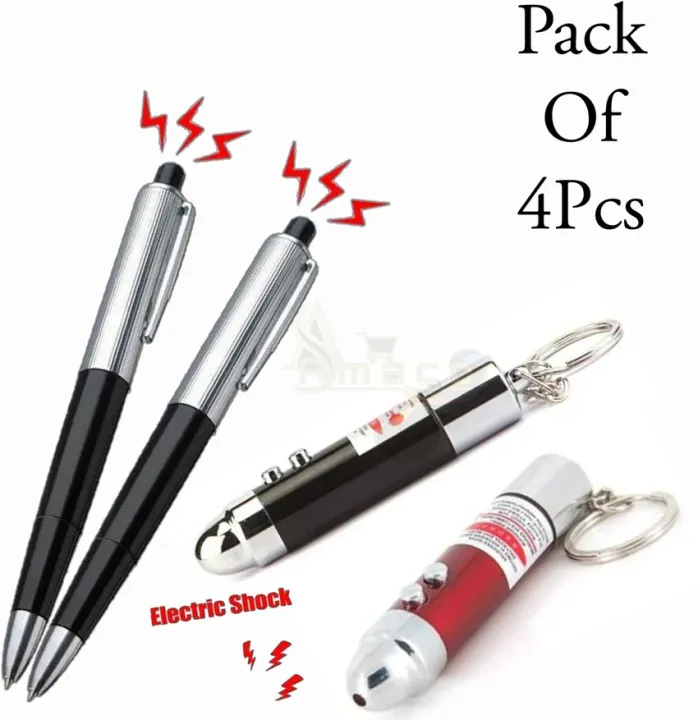 Pack of 4 Shocking Laser Light + Shocking Pen Novelties Electric Shock ...