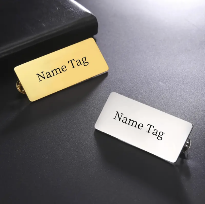 Personalized Name Badge Brooch, Stainless Steel Name Badge, Men's Gift ...