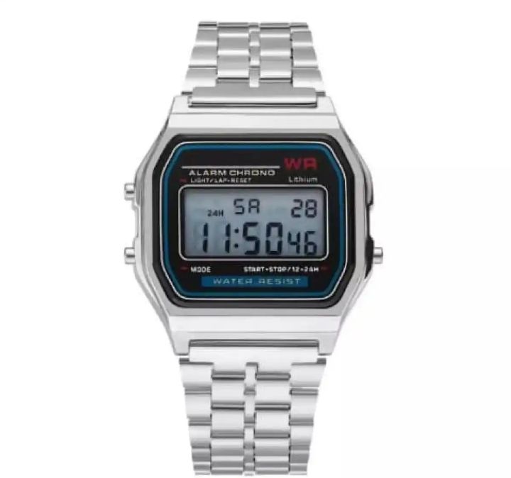 Steel Band Watch Retro LED Digital Sports Watch Electronic Wrist Band ...