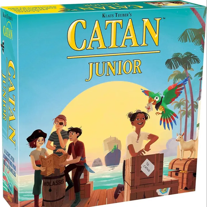 Catan Junior Board Game for adults,tiles depict gold, goats, wood ...
