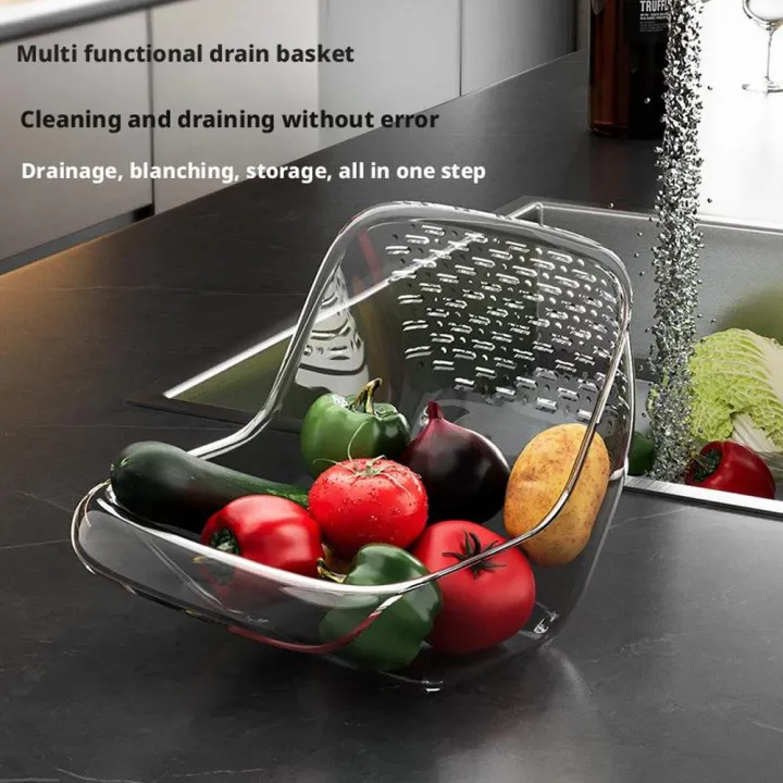 Acrylic Multifunction Drain Basket Draining Basket Basin Kitchen Sink ...