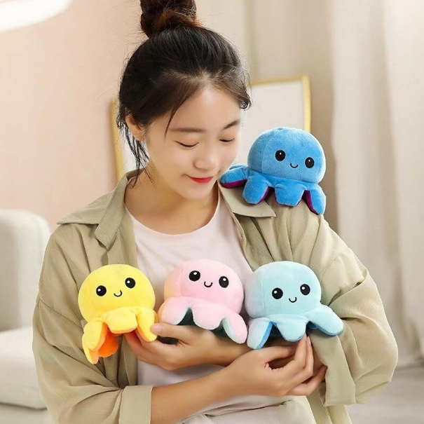 Cute Reversible Octopus Plush, Adorable, Soft Cotton Soft, Double Sided ...