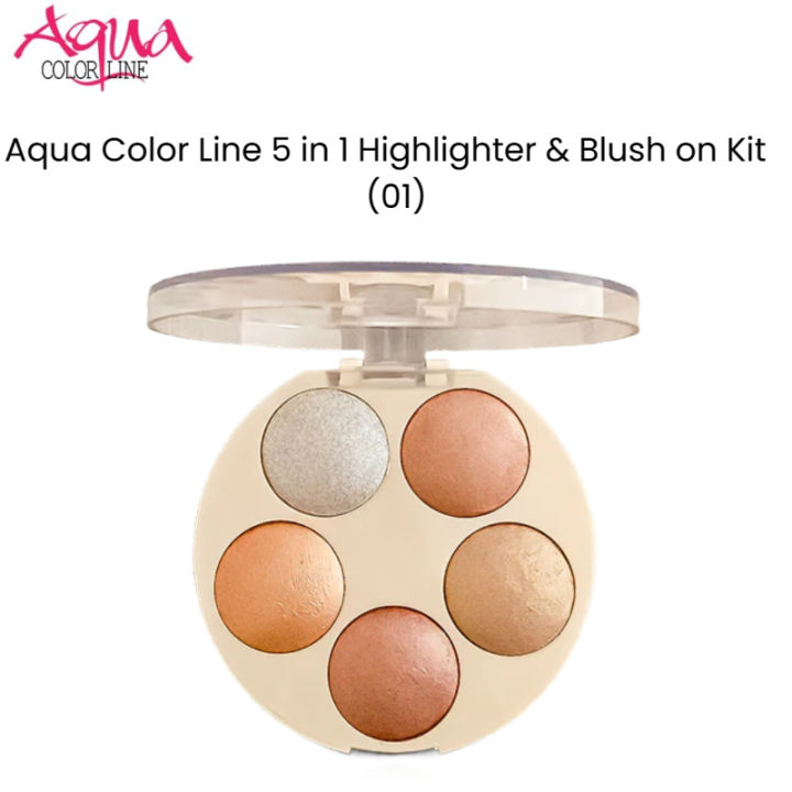 Aqua Color Line 5 in 1 Highlighter & Blush on Kit (01) | Daraz.pk