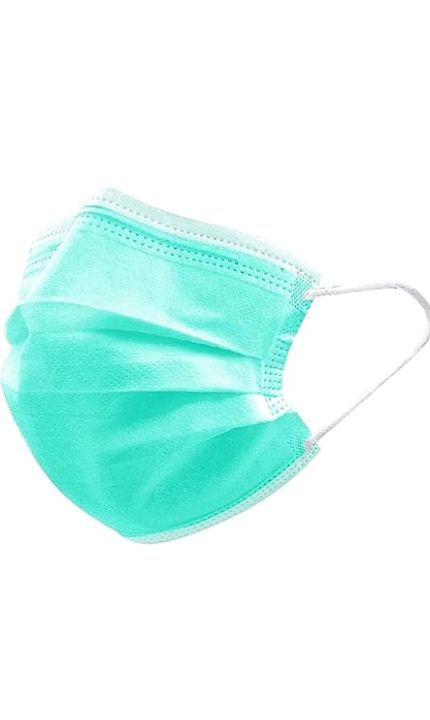 Green Face Mask | 50 Mask with Plastic Nose Pin | Disposable Mask ...