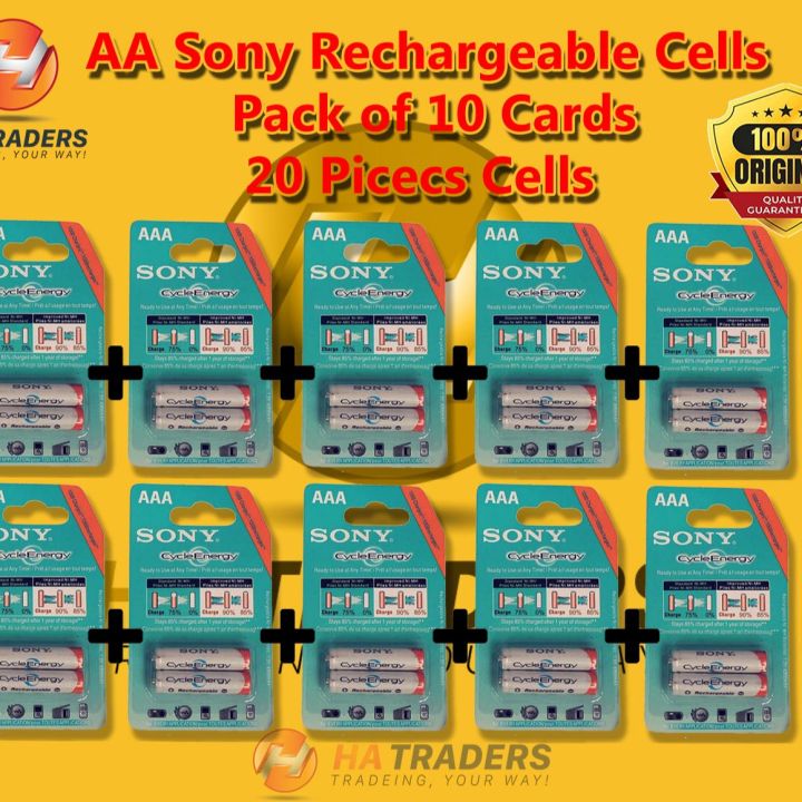 Orignal AA Sony Cycle Energy Rechargeable Battery NiMH (Pack of 10) 20 ...