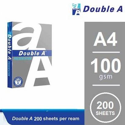 100grams Double A - A4 Size Paper Ream - 200 Sheets - Imported ...