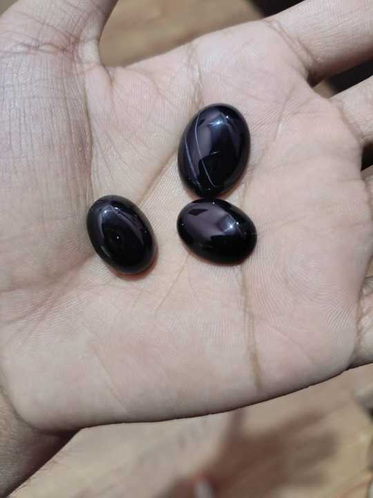 Original Black Aqeeq Stone (Set of 2) | Natural Haqeeq Crystal Gemstone ...