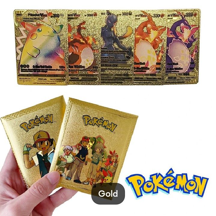 Cards | Playing Cards | 10pcs Pokemon Golden Foil Cards Pack |Anime ...