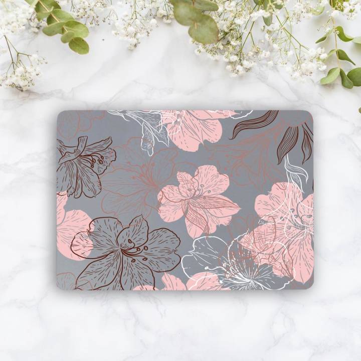 NEW Flowers Laptop Girl Floral Grey Notebook Laptop Skin Vinyl Sticker ...