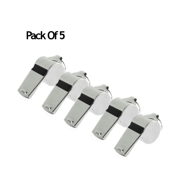 Pack of 5 - Metal Whistle Referee Coach Whistle - Stainless Steel ...