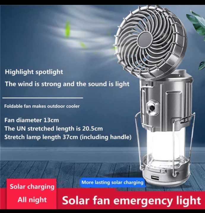 Solar Fan Portable Rechargeable Mini Fan –Outdoor lamp Summer ...