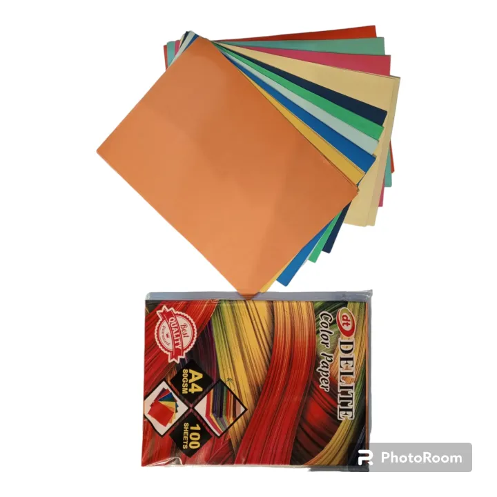 Colour Paper A4 Size 100 Sheets Mixcolour 80gsm Paper | Daraz.pk