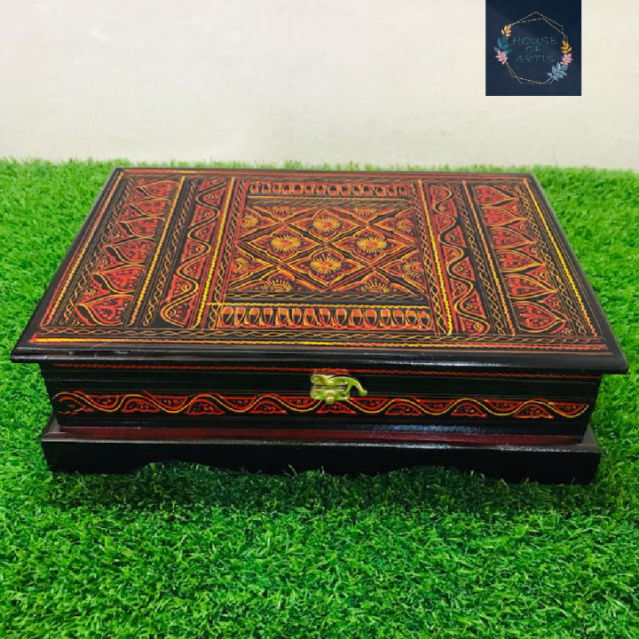 Nakshi Quran Box Wooden Hand Crafted Naqshi Art Quran Pak Box | Daraz.pk