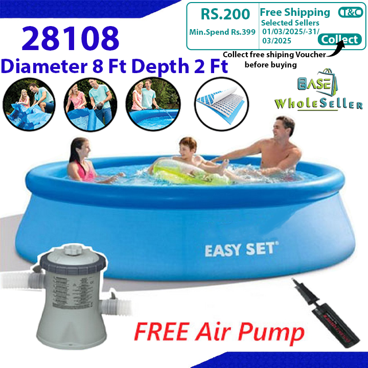 Intex Swimming Pool | EASY SET SWIMMING POOL / Size Length 8 feet depth ...