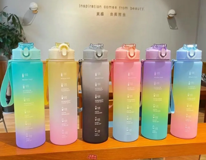 High Quality Gradient Water Bottles 1000ml Protable Plastic Bottles ...