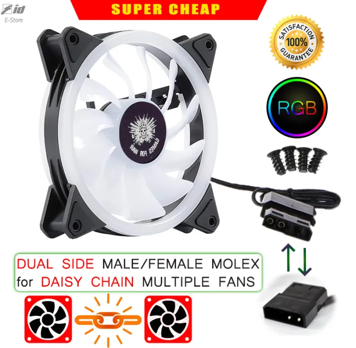 【SUPER CHEAP】SID E-STORE 11 Blade RGB FAN for PC Casing Gaming Colorful LED Molex Connection ...