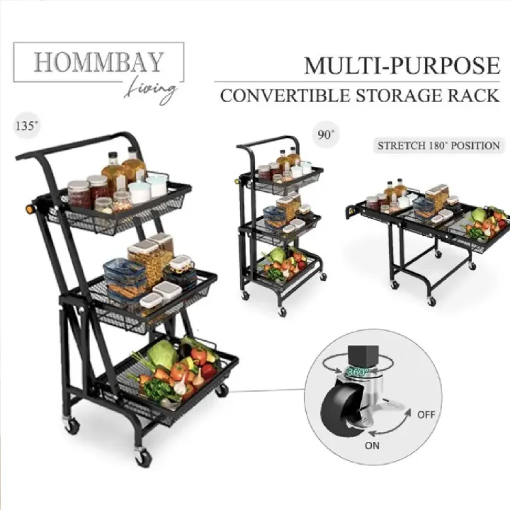 Multi-Purpose Convertible Trolley Rack / 3 Tier Storage Rack For ...