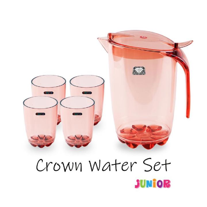 PrettyNeat Crown Crystal(Plastic) Water Set Junior - 4 pieces 300ml ...
