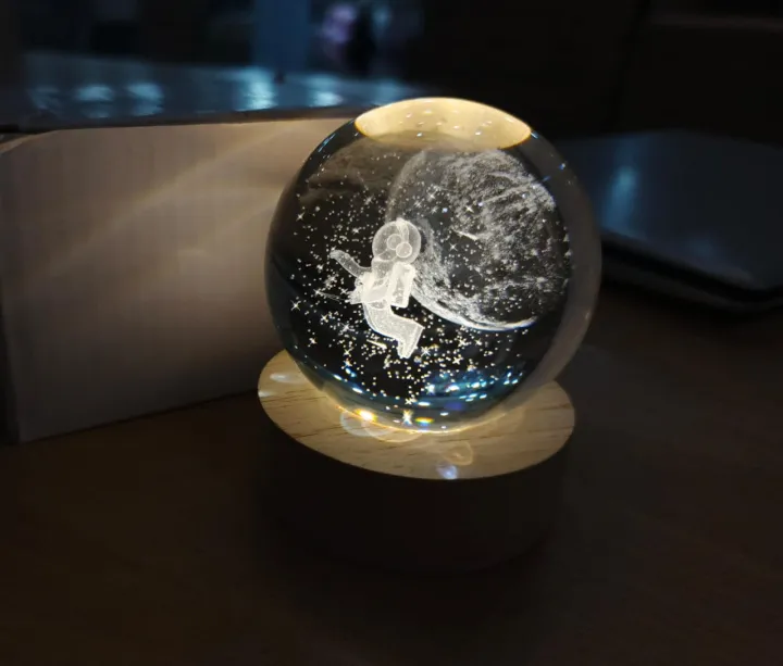 3D Ball Crystal Glass LED Table Lamp | Daraz.pk