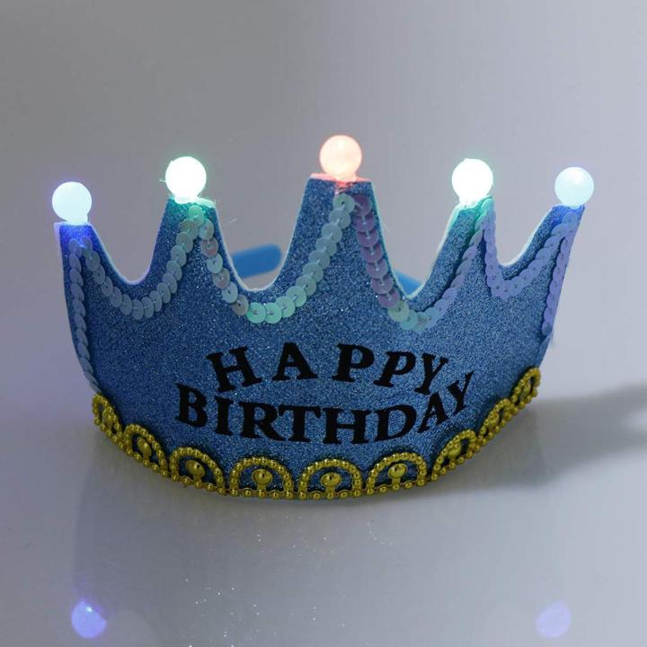 Led Happy Birthday Crown Glitter For Boy / Girl / Kids Birthday ...